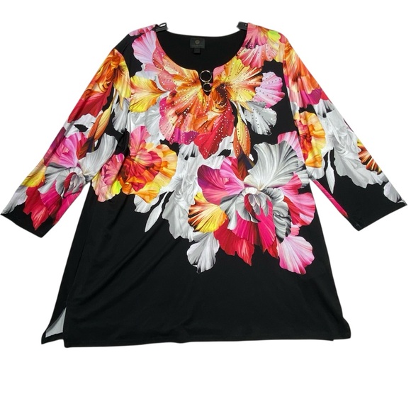 JM Collection | Tops | Jm Collection Tropical Floral Blouse Womens Xxl ...